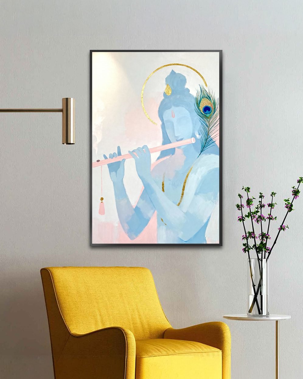 Divine Melody – Modern Krishna Flute Artwork - Athma Art Studio