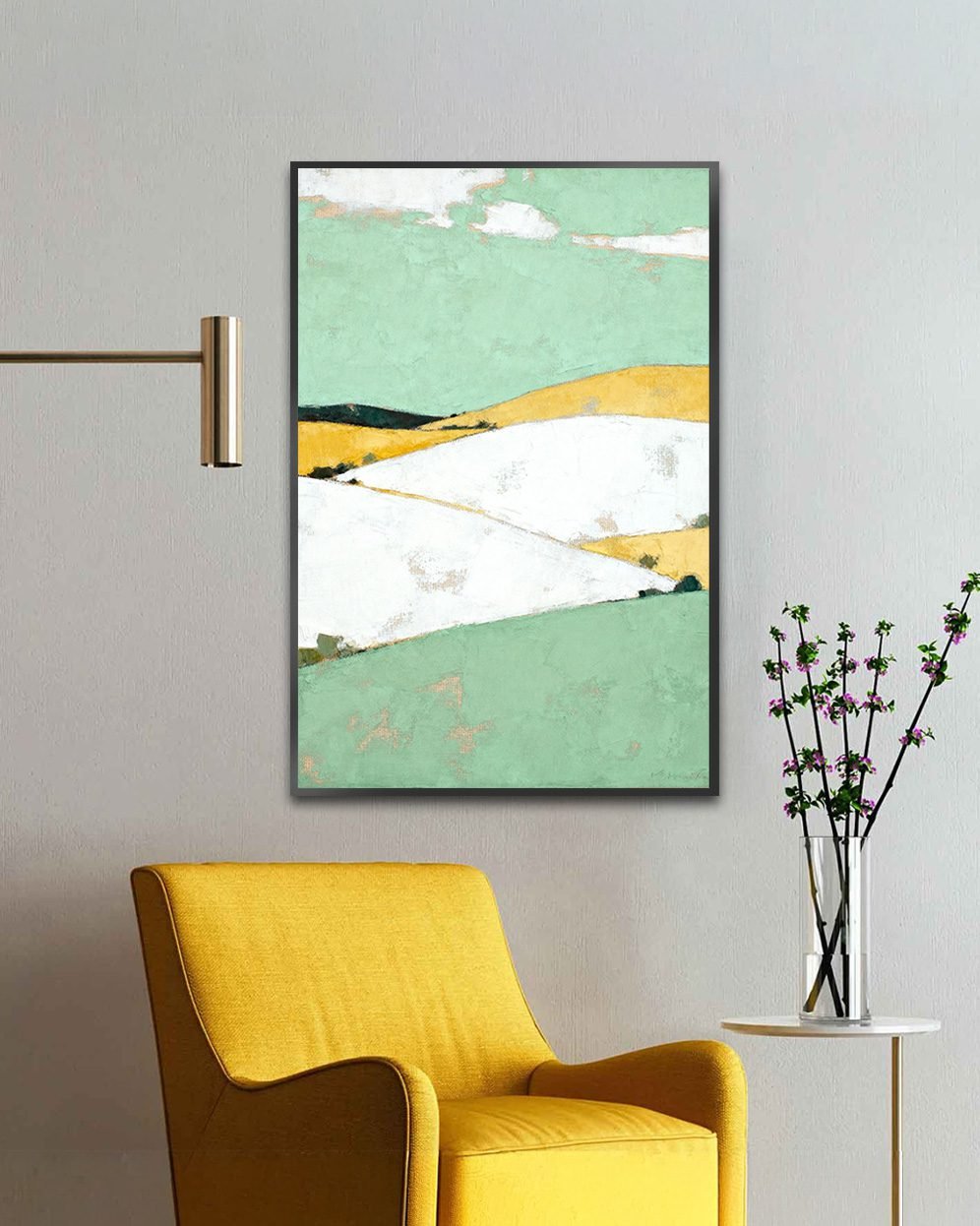 Mint Hills – Modern Minimalist Landscape Art - Athma Art Studio