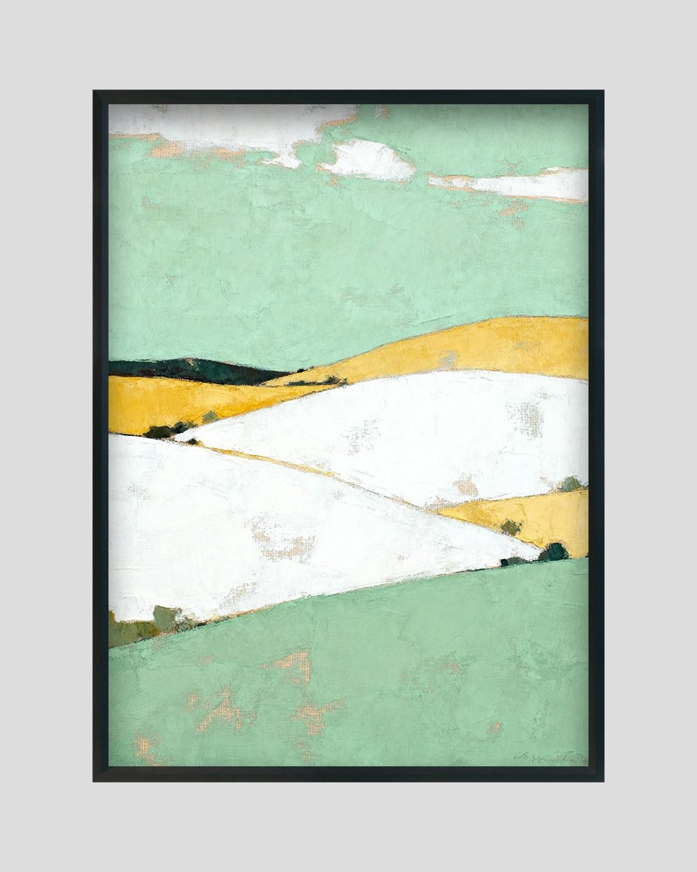 Mint Hills – Modern Minimalist Landscape Art - Athma Art Studio