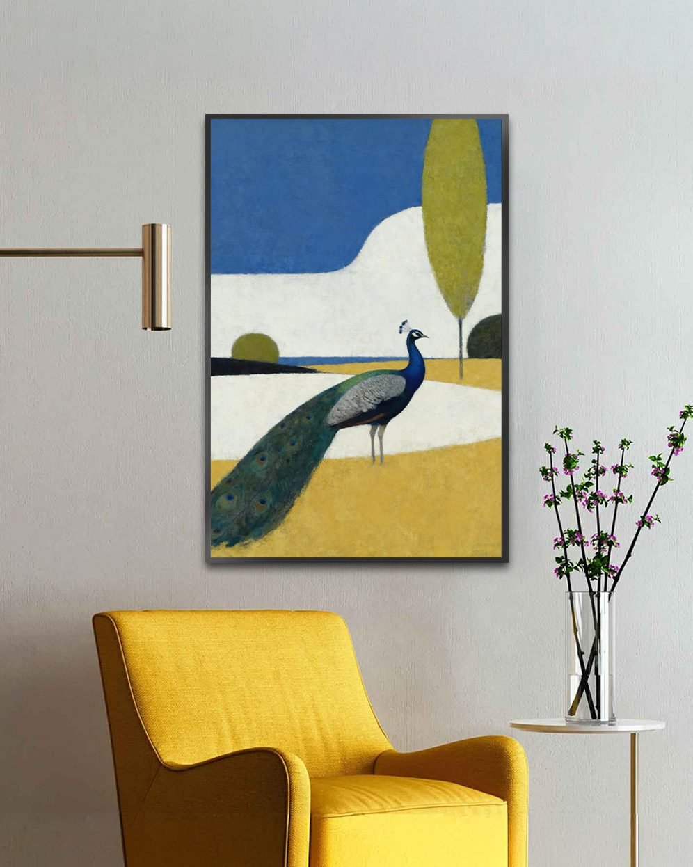 Regal Blue Peacock – Modern Minimalist Peacock Art - Athma Art Studio